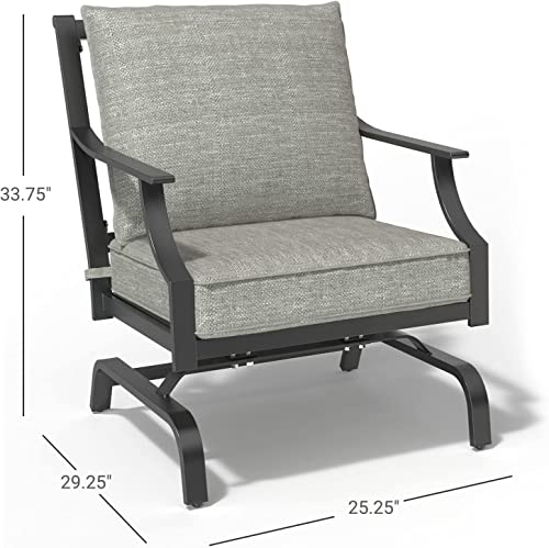 Grand patio 2 PCS Patio Furniture Sets Patio Chair Set Metal K/D Chat Set with Grey Cushions,Matched with Different Types of Tables