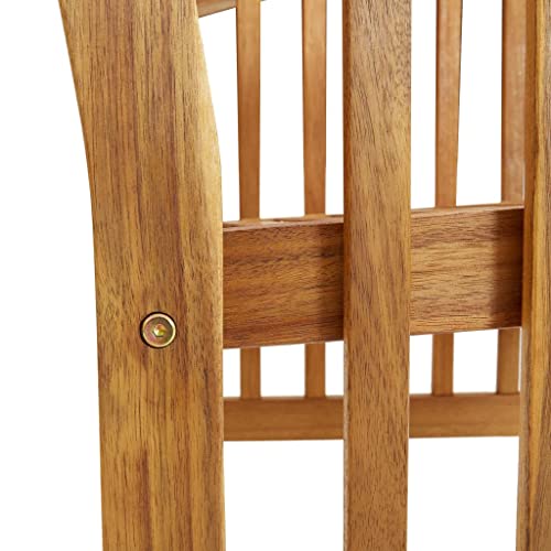 vidaXL Patio Chairs 2 Pcs, Patio Dining Chair with Armrest, Wood Slat Back Outdoor Dining Chair for Deck Garden Lawn, Solid Wood Acacia