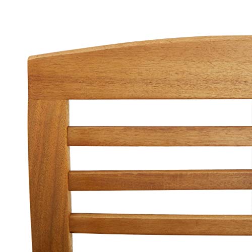 vidaXL Patio Chairs 2 Pcs, Patio Dining Chair with Armrest, Wood Slat Back Outdoor Dining Chair for Deck Garden Lawn, Solid Wood Acacia
