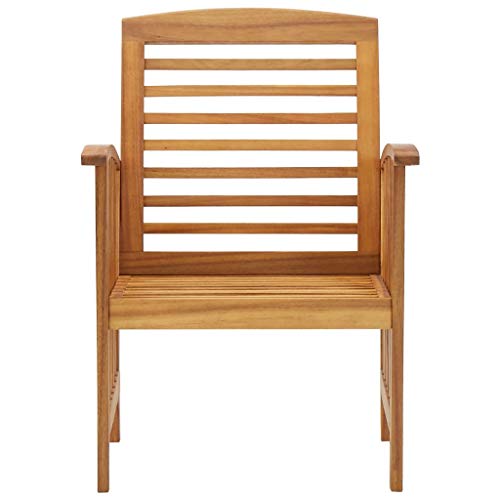 vidaXL Patio Chairs 2 Pcs, Patio Dining Chair with Armrest, Wood Slat Back Outdoor Dining Chair for Deck Garden Lawn, Solid Wood Acacia