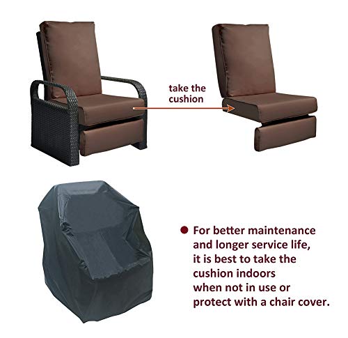 Outdoor Recliner, Outdoor Wicker Recliner Chair with 5.12'' Thickness Cushions, Automatic Adjustable Rattan Patio Chaise Lounge Chairs, Aluminum Frame, Anti-UV and Rustless