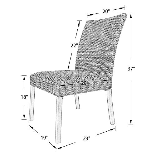 Iwicker Patio Wicker Dining Chairs, Outdoor Heavy-Duty Frame Rattan Chairs with Quick Dry Foam Filling and Curved Backrest, Set of 4