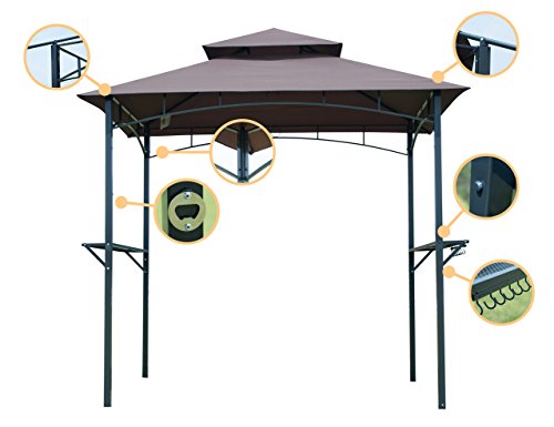 GOJOOASIS Barbecue Grill Gazebo Outdoor 2-Tier BBQ Canopy Tent Coffee Shelter 8-Feet
