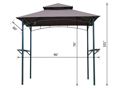 GOJOOASIS Barbecue Grill Gazebo Outdoor 2-Tier BBQ Canopy Tent Coffee Shelter 8-Feet
