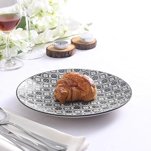 IHIPPO Dinnerware Set Unbreakable, Dishwasher Safe 4-Pieces 4 Design Japanese Style Dinner Plates and Bowls Set Porcelain Dessert Plate Set Hand Painted Kitchen Dessert/Salad/Fruit Plate Set