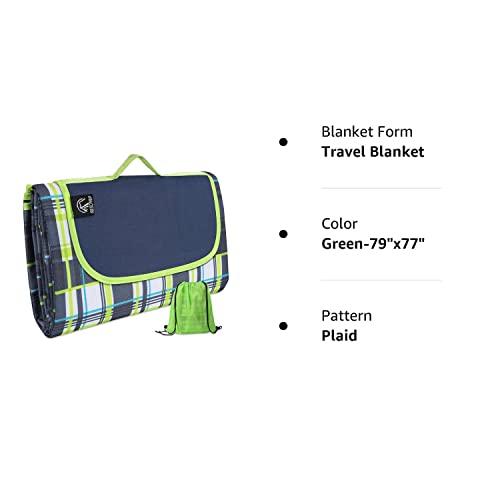 REDCAMP Extra Large Picnic Blanket Waterproof Sandproof, Durable Oxford Foldable Picnic Mat Outdoor Blanket for Lawn Park Beach Travel, Green 79"x77"