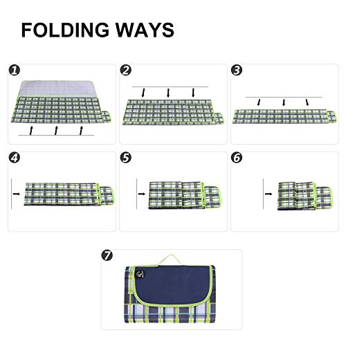 REDCAMP Extra Large Picnic Blanket Waterproof Sandproof, Durable Oxford Foldable Picnic Mat Outdoor Blanket for Lawn Park Beach Travel, Green 79"x77"