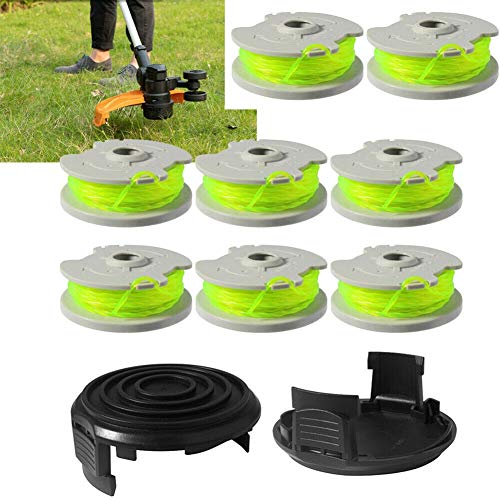 WA0014 Trimmer Line Replacement Spools for Worx WA0014 Grass Trimmer ,Weed Eater String Edger Spool Line Refills Parts-WG168 WG184 WG190 WG191 Auto-Feed 20ft 0.080" with WA0037 Cap Covers 8 Pack