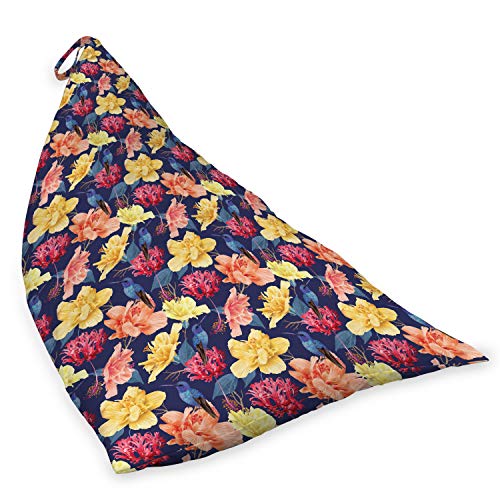 Ambesonne Hummingbird Lounger Chair Bag, Botanical Tropical Hawaiian Natural Illustration of Various Flowers and Birds, High Capacity Storage with Handle Container, Lounger Size, Multicolor