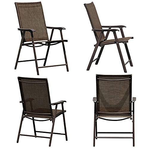 Aoodor 4 Sets Folding Patio Chairs for Indoor&Outdoor - Brown