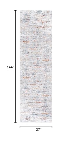 SAFAVIEH Berber Shag Collection Runner Rug - 2'3" x 12' Runner, Blue Rust & Ivory, Modern Abstract Design, 1.2-inch Thick Ideal for High Traffic Areas in Living Room, Bedroom, Dining (BER577A-212)