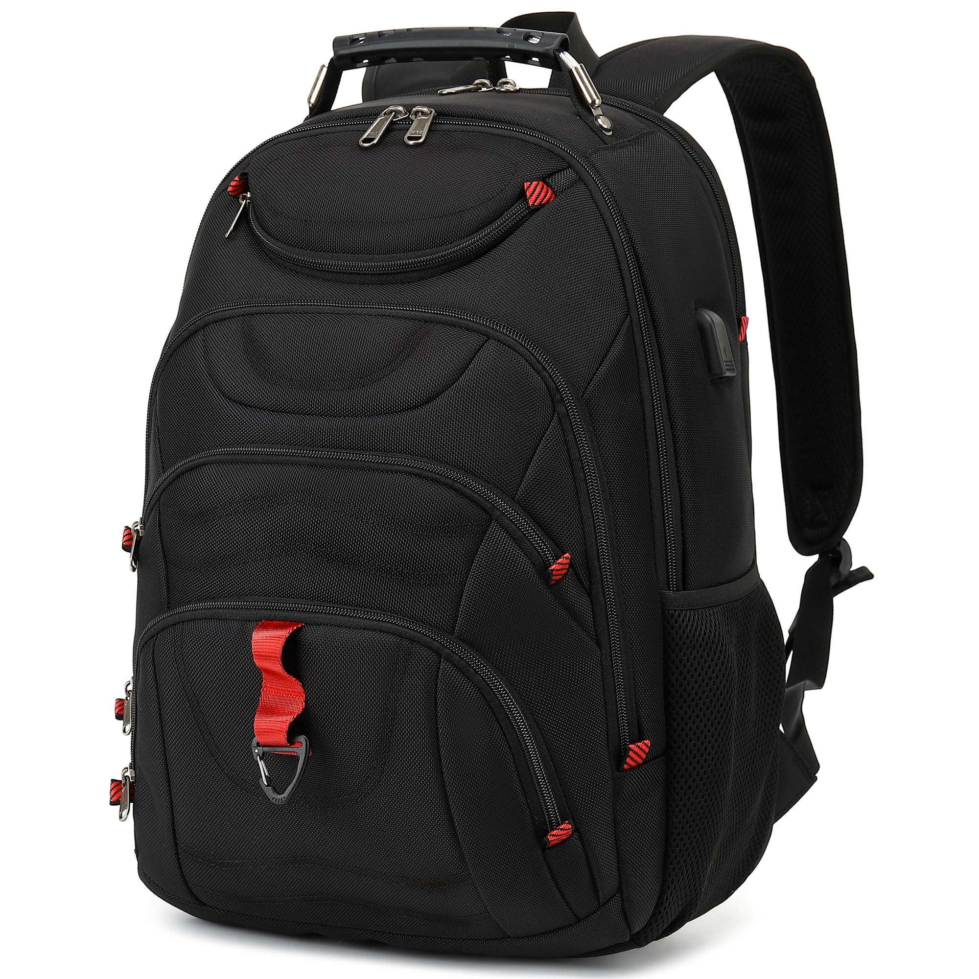 Boavan Laptop Backpack for men, 17.3 inch Laptop Bag with USB Port, Waterproof Travel Work Backpack Purse, Anti-Theft Teacher Nurse Doctor Casual Bookbags Office Business backpack ,Black