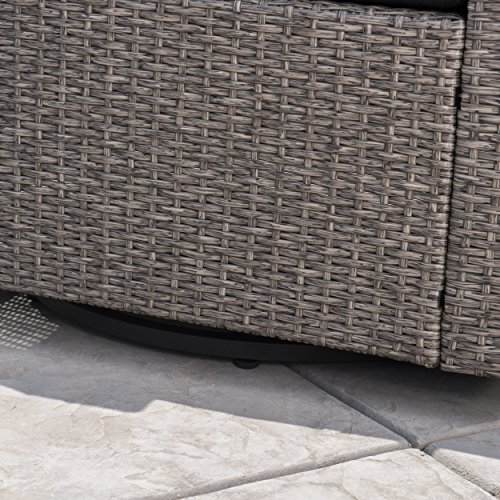 Venice Outdoor Dark Brown Wicker Swivel Club Chair with Beige Water Resistant Cushions (Single, Mix Black/Dark Grey)