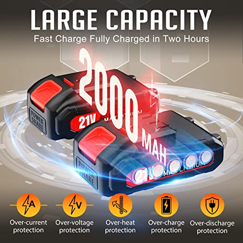 Mini Chainsaw 6-Inch Battery Powered - Cordless Electric Handheld Chainsaw with 2 Rechargeable Batteries - 21V Small Power Chain Saws Battery Operated for Tree Trimming Wood Cutting