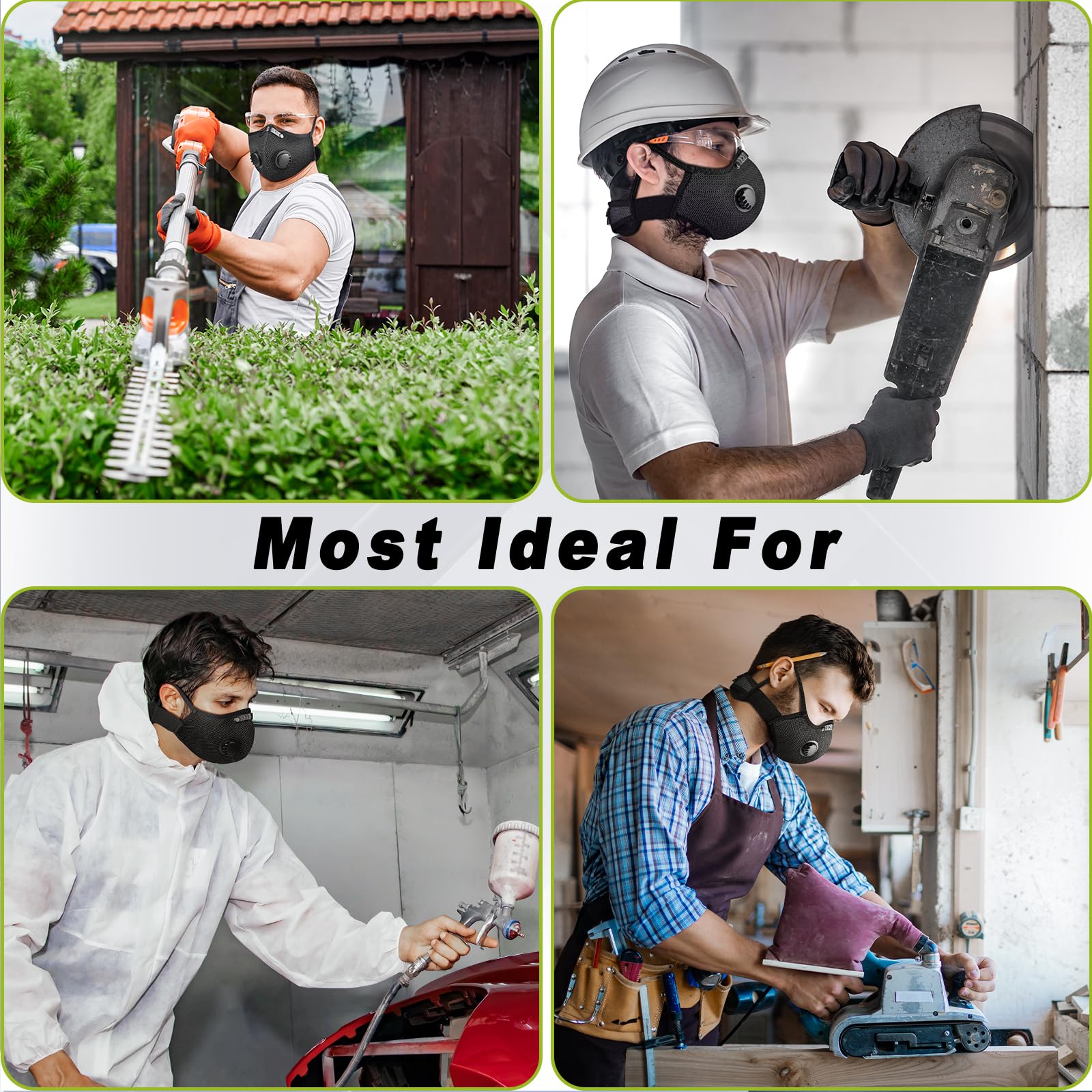BASE CAMP Upgrade M Plus Mesh Silver and Black Dust Mask, Breathable Reusable Dust Face Mask with Valves and 6 Activated Carbon Filters (2 Silver)