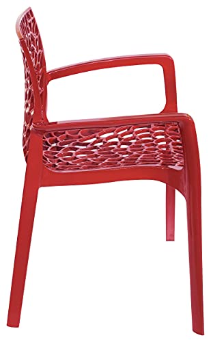 Green Boheme Gruvyer Indoor Outdoor Armchairs 4 Chairs, Red, Patio, Dining, Pool, Garden, Stacking, Never Rusts, Italian