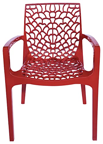 Green Boheme Gruvyer Indoor Outdoor Armchairs 4 Chairs, Red, Patio, Dining, Pool, Garden, Stacking, Never Rusts, Italian