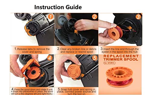 Lucky Seven Trimmer Spool Line Compatible with Worx,Edger Spool Compatible with Worx Trimmer spools Weed Eater String, Trimmer Line Refills 0.065 inch for Electric String Trimmers(10 Pack)