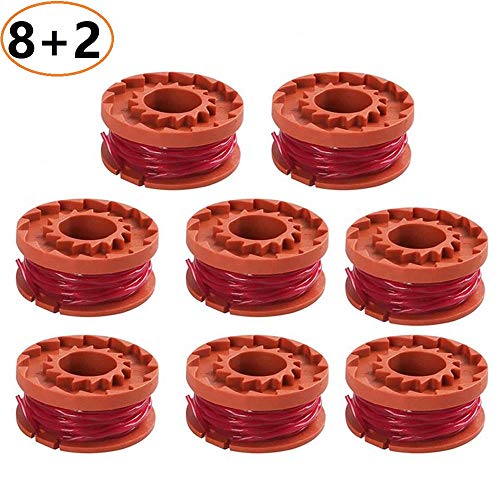 Lucky Seven Trimmer Spool Line Compatible with Worx,Edger Spool Compatible with Worx Trimmer spools Weed Eater String, Trimmer Line Refills 0.065 inch for Electric String Trimmers(10 Pack)