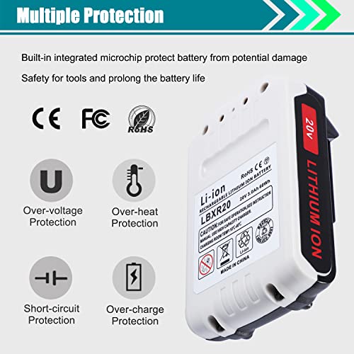 KUNLUN 2-Pack Replace Battery for Black and Decker 20V Lithium Battery 3000mAh, Replacement for Black & Decker 20 Volt Max LB20 LBX20 LBXR20 LB2X4020 LBXR2020 LST220 Battery