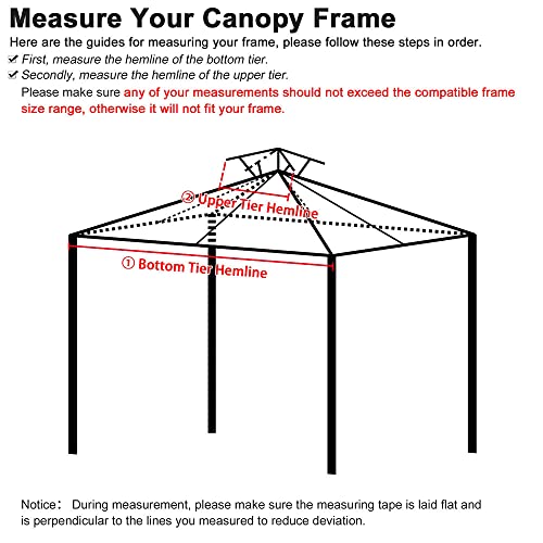 Instahibit 2 Tier 8' x 8' Replacement Gazebo Canopy Top UV30+ 200g/sqm Outdoor Patio Garden Cafe Pavilion Cover Brown