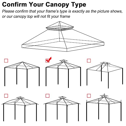 Instahibit 2 Tier 8' x 8' Replacement Gazebo Canopy Top UV30+ 200g/sqm Outdoor Patio Garden Cafe Pavilion Cover Brown