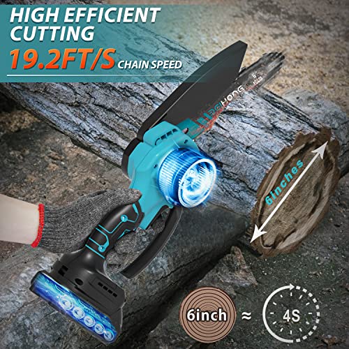 BEI & HONG Mini Chainsaw 6-Inch with 2 Batteries, Cordless Power Chain Saws with Security Lock, Handheld Small Chainsaw for Wood Cutting Tree Trimming (2023 upgrade)