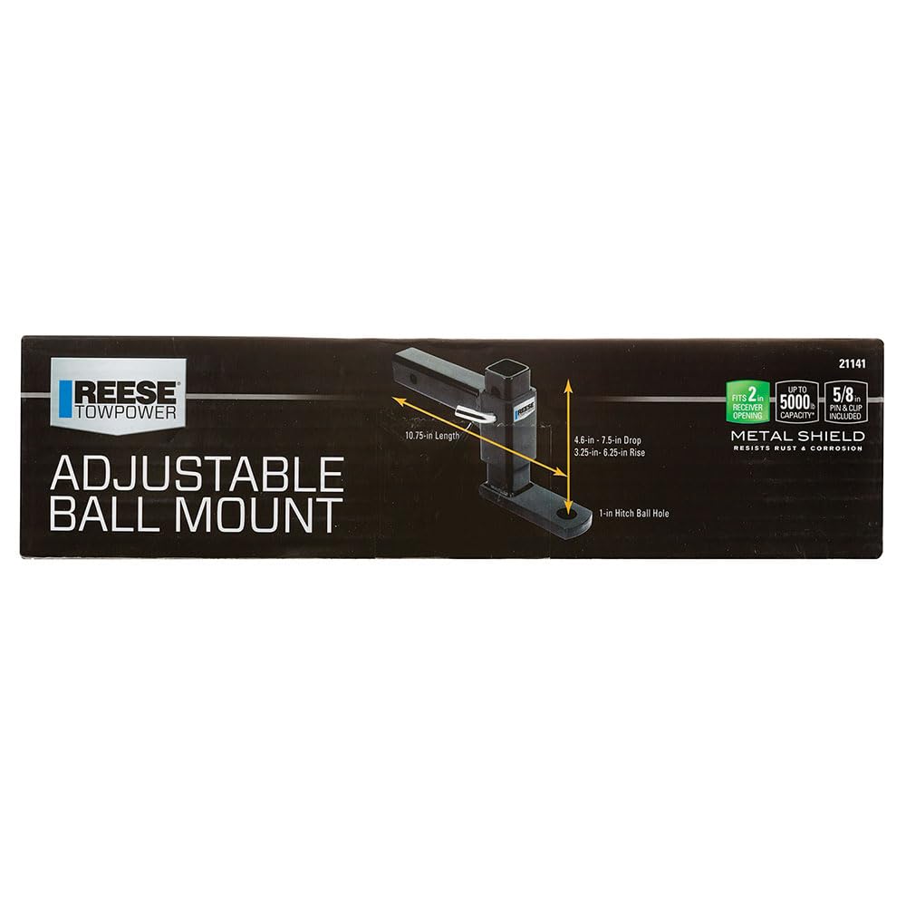 Reese Towpower 21141 Adjustable Ball Mount , Black