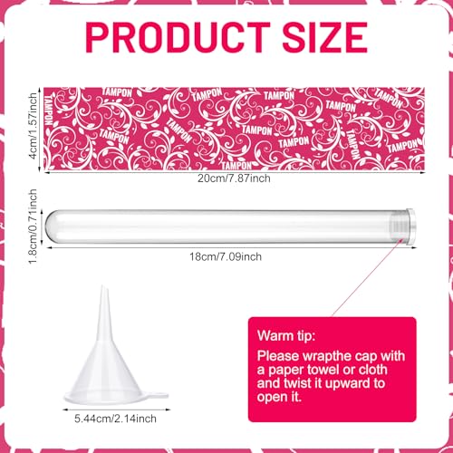 Sliner 62 Pcs Secret Tampon Flask Set Includes 1 oz Tube Flasks Reusable Self Adhering Wrappers Funnels with Handles for Women Girls (Classic Style)