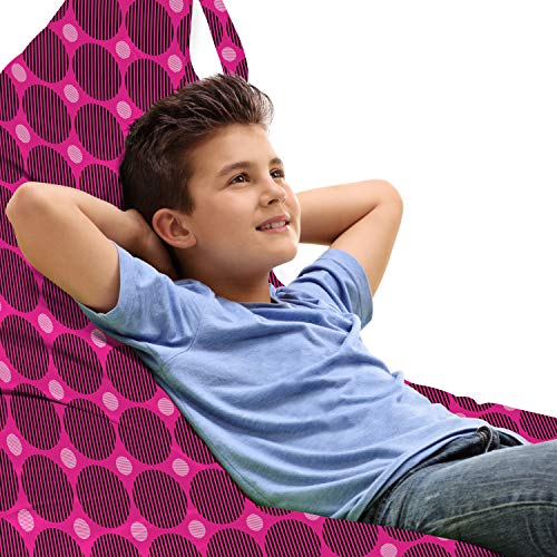 Ambesonne Geometric Lounger Chair Bag, Modernistic Pattern Along Striped Symmetric Rounds Abstract Art, High Capacity Storage with Handle Container, Lounger Size, Hot Pink and Charcoal Grey