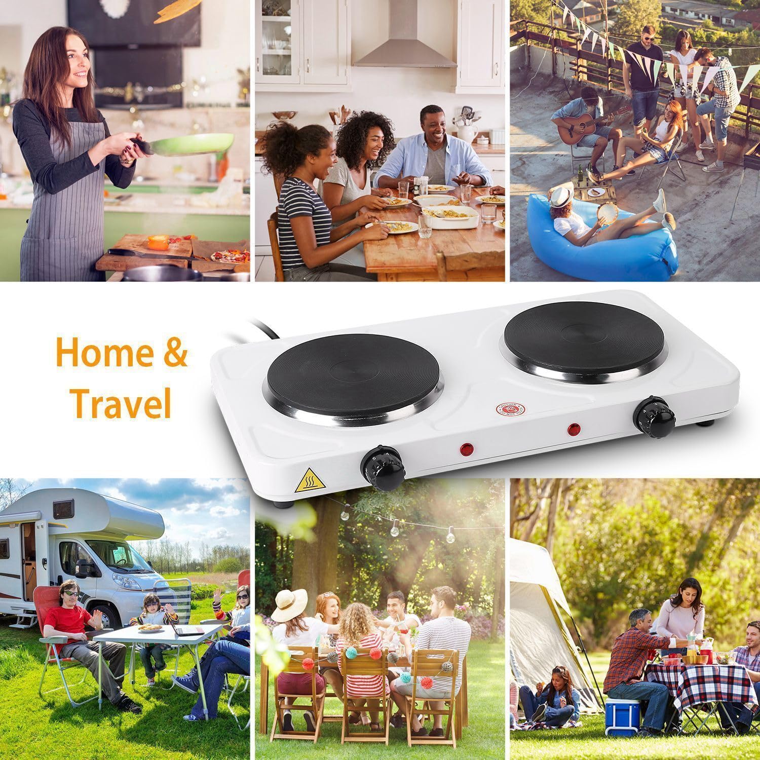 2000W Portable Electric Double Burner Hot Plate Cooktop Kitchen Cooking Stove