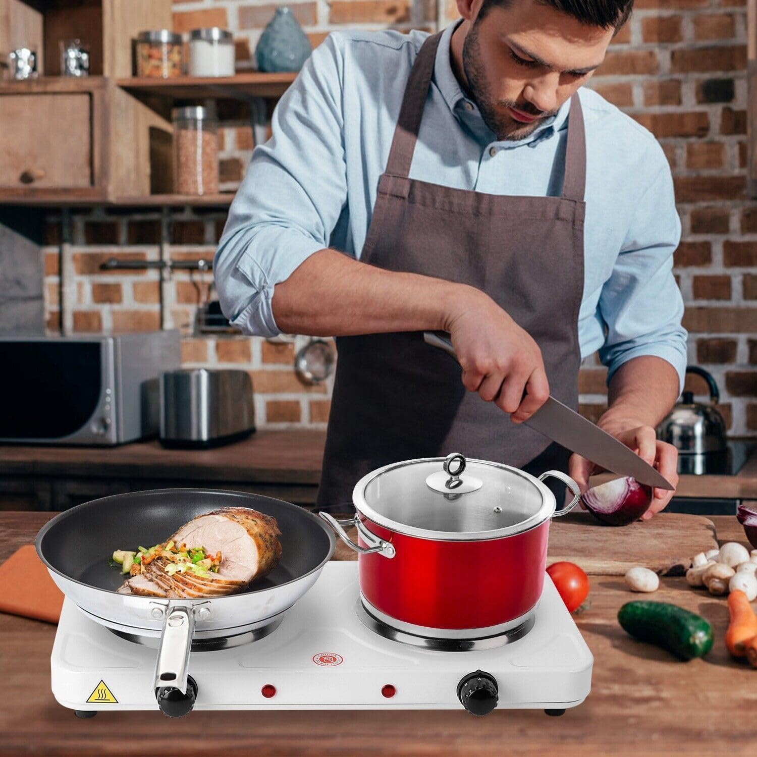 2000W Portable Electric Double Burner Hot Plate Cooktop Kitchen Cooking Stove