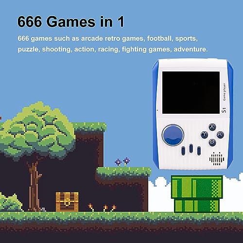 Retro Game Console Handheld, Mini Handheld Game Console for Kids with 666 Classic Retro Games, 1020mAh Rechargeable Battery, 3 Inch Screen Gameboy, Birthday Game Toy for Boy Girl (White)