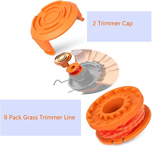 Trimmer Spool Line for Worx,Edger Spool Compatible with Worx trimmer spools Weed Eater String,Trimmer Line Refills 0.065 inch for Electric String Trimmers,Weed Wacker Spool Replacement Parts