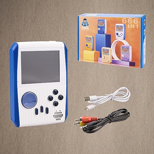 Retro Game Console Handheld, Mini Handheld Game Console for Kids with 666 Classic Retro Games, 1020mAh Rechargeable Battery, 3 Inch Screen Gameboy, Birthday Game Toy for Boy Girl (White)
