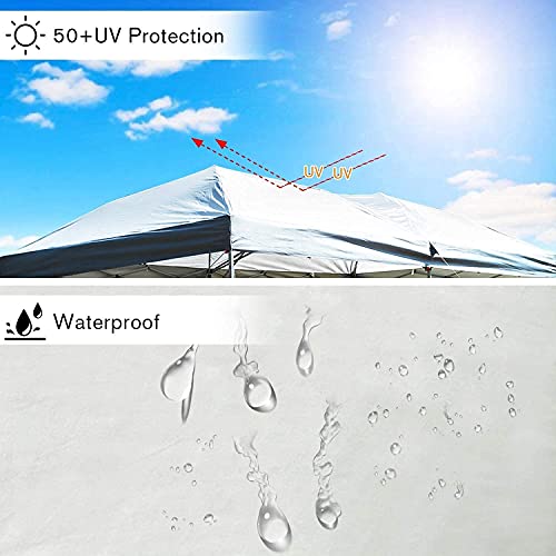 PORTAL 10x20 Canopy Replacement Cover, Pop Up Canopy Tent Top Cover Without Frame Legs Instant Patio Gazebo Pergola Sun Shade, White