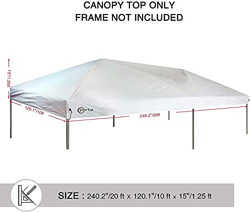 PORTAL 10x20 Canopy Replacement Cover, Pop Up Canopy Tent Top Cover Without Frame Legs Instant Patio Gazebo Pergola Sun Shade, White