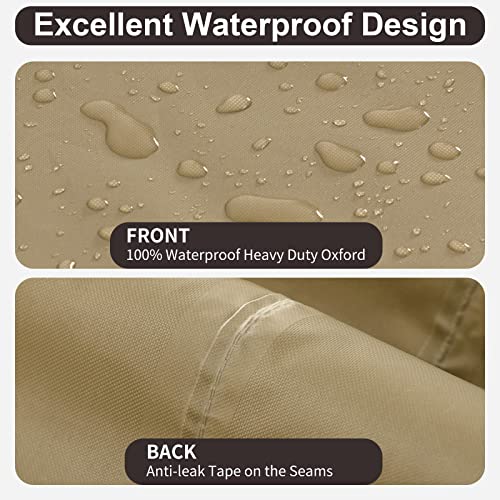 PureFit Outdoor Sectional Sofa Cover Waterproof V Shaped Patio Furniture Covers for Deck, Lawn and Backyard, 100βx100β, Camel