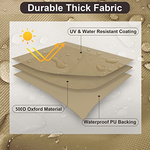 PureFit Outdoor Sectional Sofa Cover Waterproof V Shaped Patio Furniture Covers for Deck, Lawn and Backyard, 100βx100β, Camel
