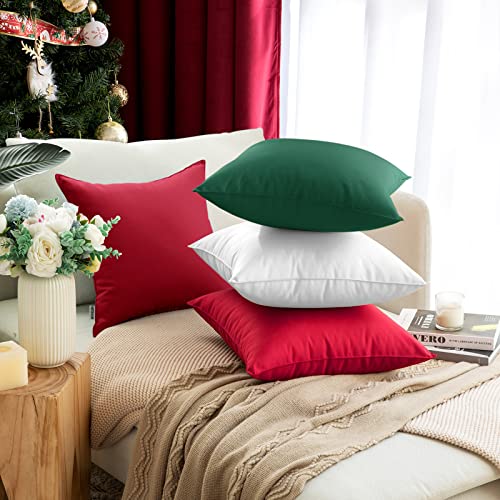 MIULEE Pack of 4 Decorative Outdoor Pillow Covers Square Cushion Cases PU Coating Waterproof Throw Pillowcase Shell for Living Room Couch Sofa Garden Tent Park 18x18 Inch Army Green