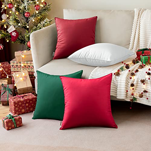 MIULEE Pack of 4 Decorative Outdoor Pillow Covers Square Cushion Cases PU Coating Waterproof Throw Pillowcase Shell for Living Room Couch Sofa Garden Tent Park 18x18 Inch Army Green