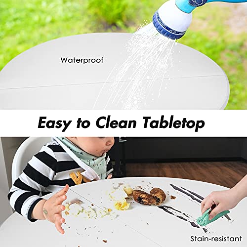 Vilobos Round Folding Table, 4.4-Foot 53β Dia Portable Plastic Table Comfortable for 6 to 8 Seat, Party Banquet Table for Conference Card Camping Wedding Dining Outdoor Picnic Family Festival Events