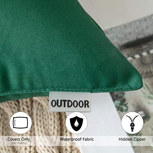 MIULEE Pack of 4 Decorative Outdoor Pillow Covers Square Cushion Cases PU Coating Waterproof Throw Pillowcase Shell for Living Room Couch Sofa Garden Tent Park 18x18 Inch Army Green