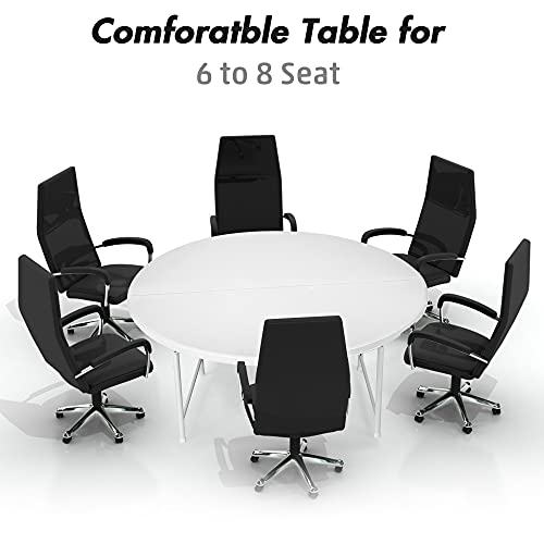 Vilobos Round Folding Table, 4.4-Foot 53β Dia Portable Plastic Table Comfortable for 6 to 8 Seat, Party Banquet Table for Conference Card Camping Wedding Dining Outdoor Picnic Family Festival Events