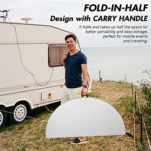 Vilobos Round Folding Table, 4.4-Foot 53β Dia Portable Plastic Table Comfortable for 6 to 8 Seat, Party Banquet Table for Conference Card Camping Wedding Dining Outdoor Picnic Family Festival Events