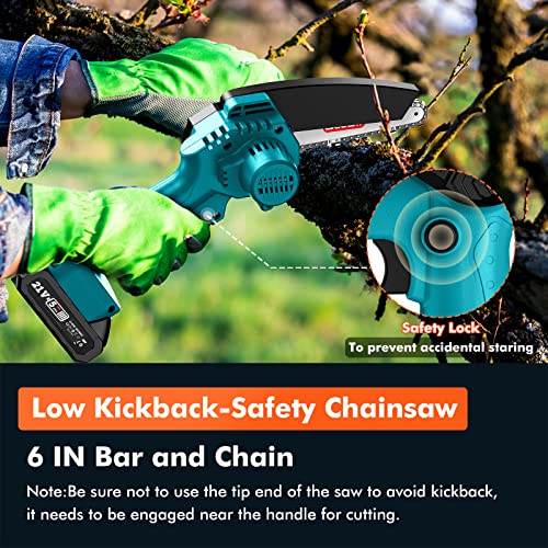 Mini Chainsaw 6-inch Mini Chainsaw Cordless ๐ญ๐ฎ Pc Tool Set, Seesii Battery Chainsaw with 2x Big Batteries, 2.62lbs Handheld Electric Power Chain Saw with Safety Lock for Tree Trimming Wood Cutting