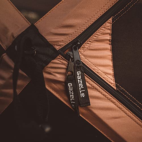 Gazelle Tentsā¢, G6 Deluxe 6-Sided Portable Gazebo, Easy Pop-Up Hub Screen Tent, Waterproof, UV Resistant, Attached Wind Panels, 8-Person & Table, Badlands Brown, 86" x 124" x 124", GG610BR