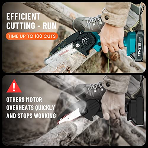Mini Chainsaw 6-inch Mini Chainsaw Cordless ๐ญ๐ฎ Pc Tool Set, Seesii Battery Chainsaw with 2x Big Batteries, 2.62lbs Handheld Electric Power Chain Saw with Safety Lock for Tree Trimming Wood Cutting
