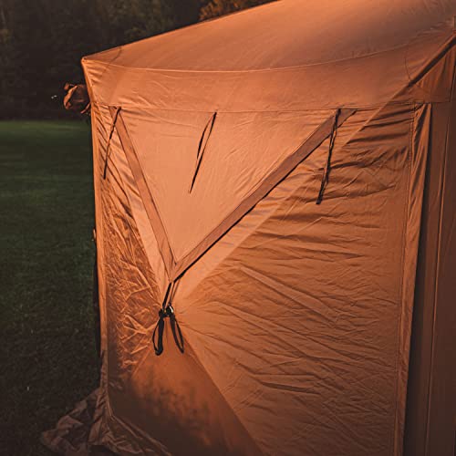Gazelle Tentsā¢, G6 Deluxe 6-Sided Portable Gazebo, Easy Pop-Up Hub Screen Tent, Waterproof, UV Resistant, Attached Wind Panels, 8-Person & Table, Badlands Brown, 86" x 124" x 124", GG610BR