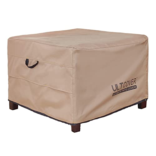 ULTCOVER Waterproof Patio Ottoman Cover Square Outdoor Side Table Furniture Covers Size 20L x 20W x 18H inch